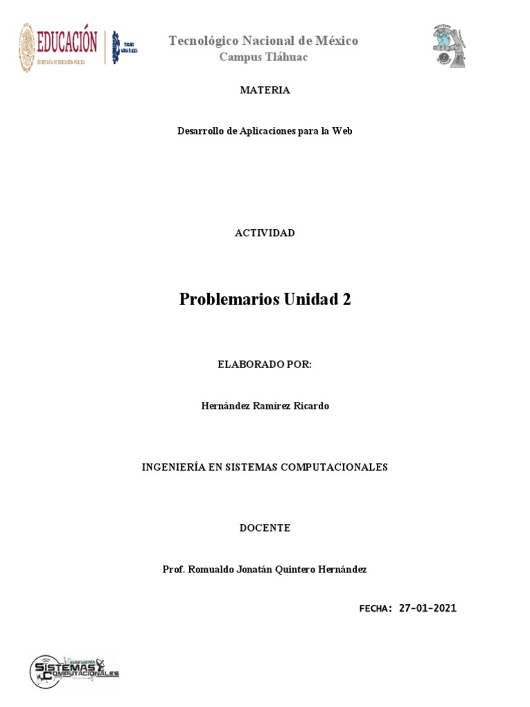 Tema 2 Problemario | PDF | Página web | Red mundial