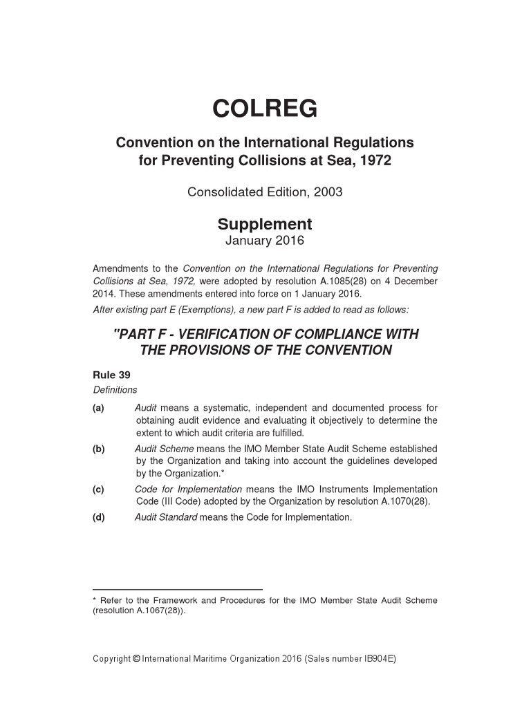 Supplement COLREG 2016 | PDF | Audit | Regulatory Compliance