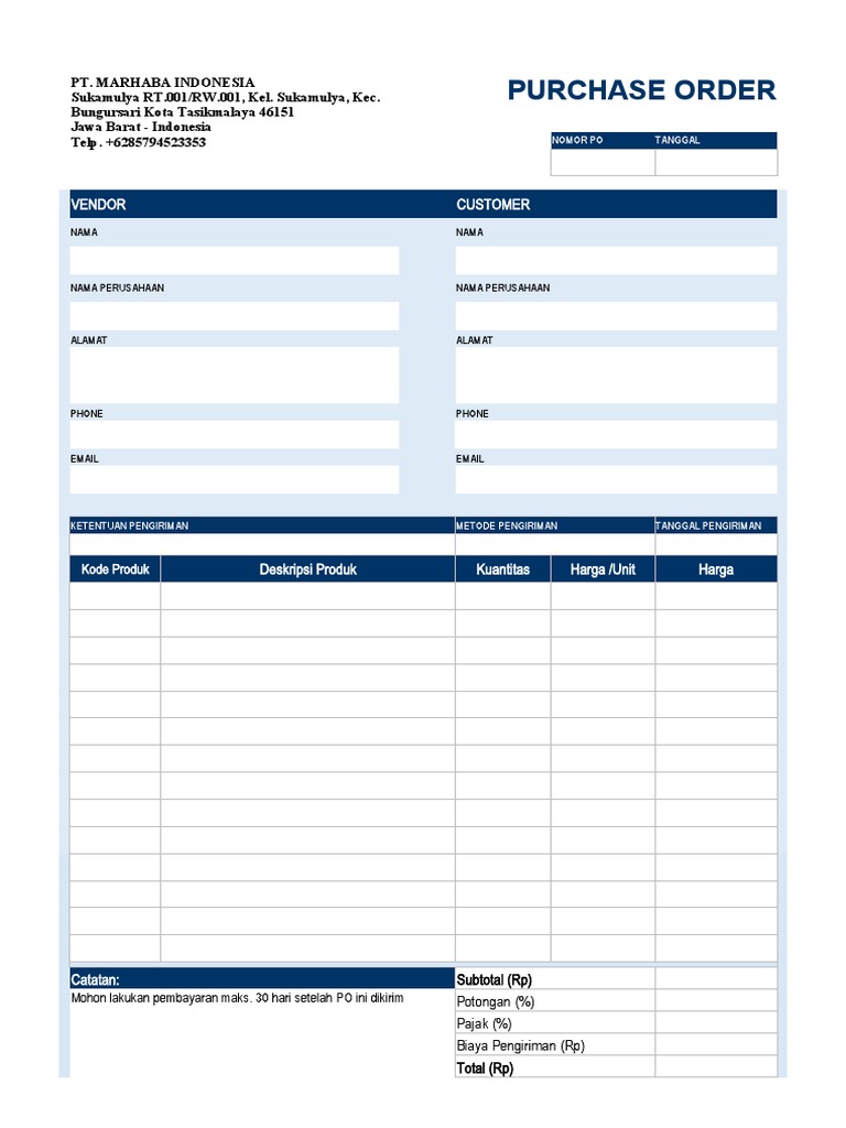 Contoh Purchase Order | PDF