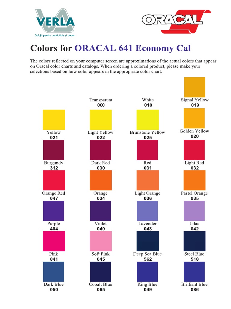 Oracal 641 Colour Card | PDF