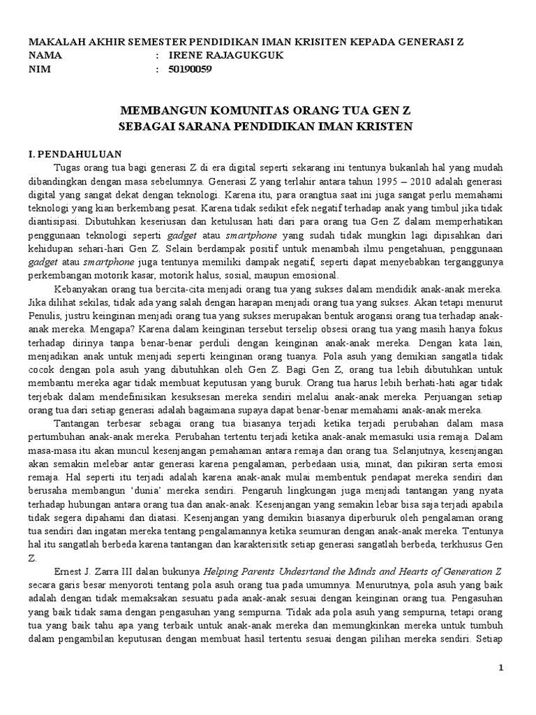 Pendidikan Iman Kristen untuk Gen Z | PDF | Ilmu Sosial