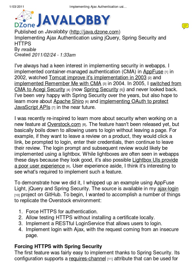 Implementing Ajax Authentication Using Jquery Spring Security And Pdf J Query Ajax