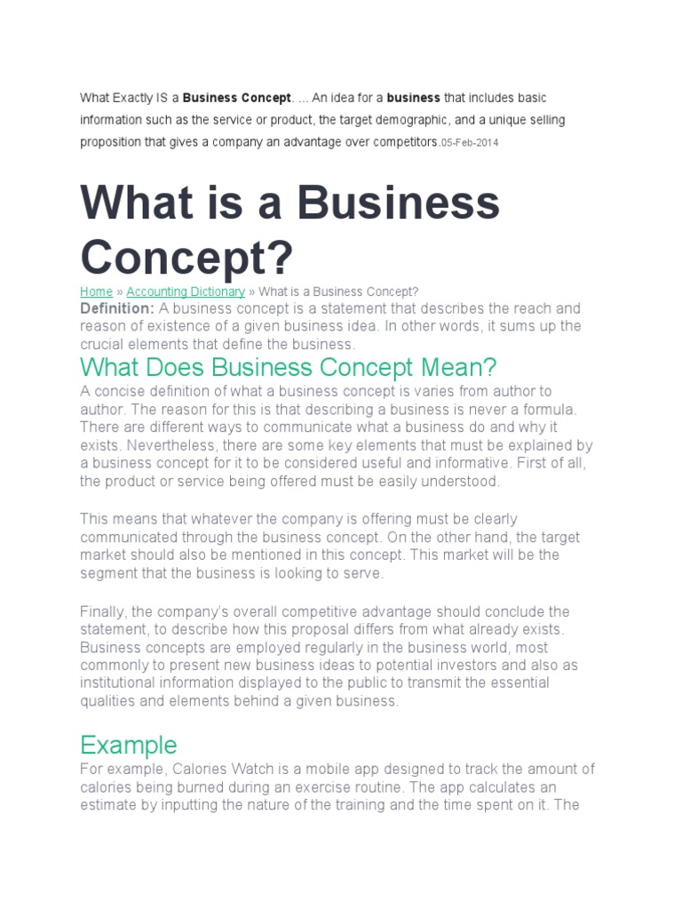 What Is A Business Concept? | PDF | Entrepreneurship | Market (Economics)