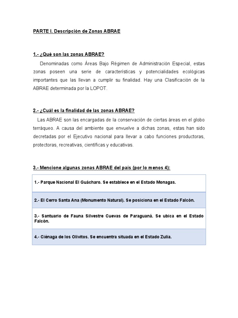 Zonas ABRAE en Venezuela | PDF | Entorno natural | Conservación