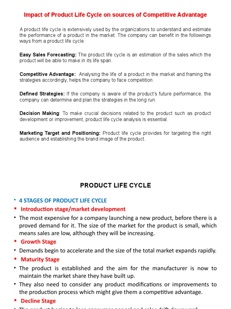 Impact of Product Life Cycle On Sources of Competitive Advantage | PDF