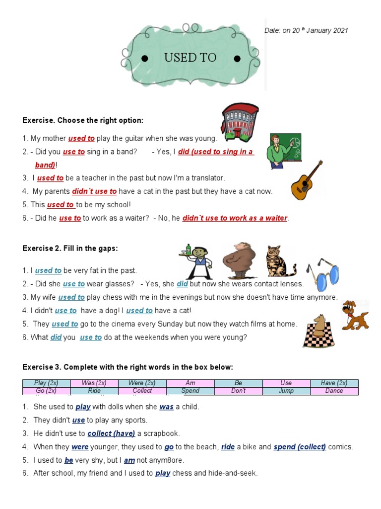 Used To: Used To Use To Did (Used To Sing in A | PDF | Verb | Grammar