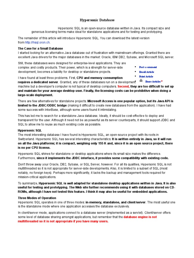 Hypersonic Database | PDF | Databases | Java (Programming Language)