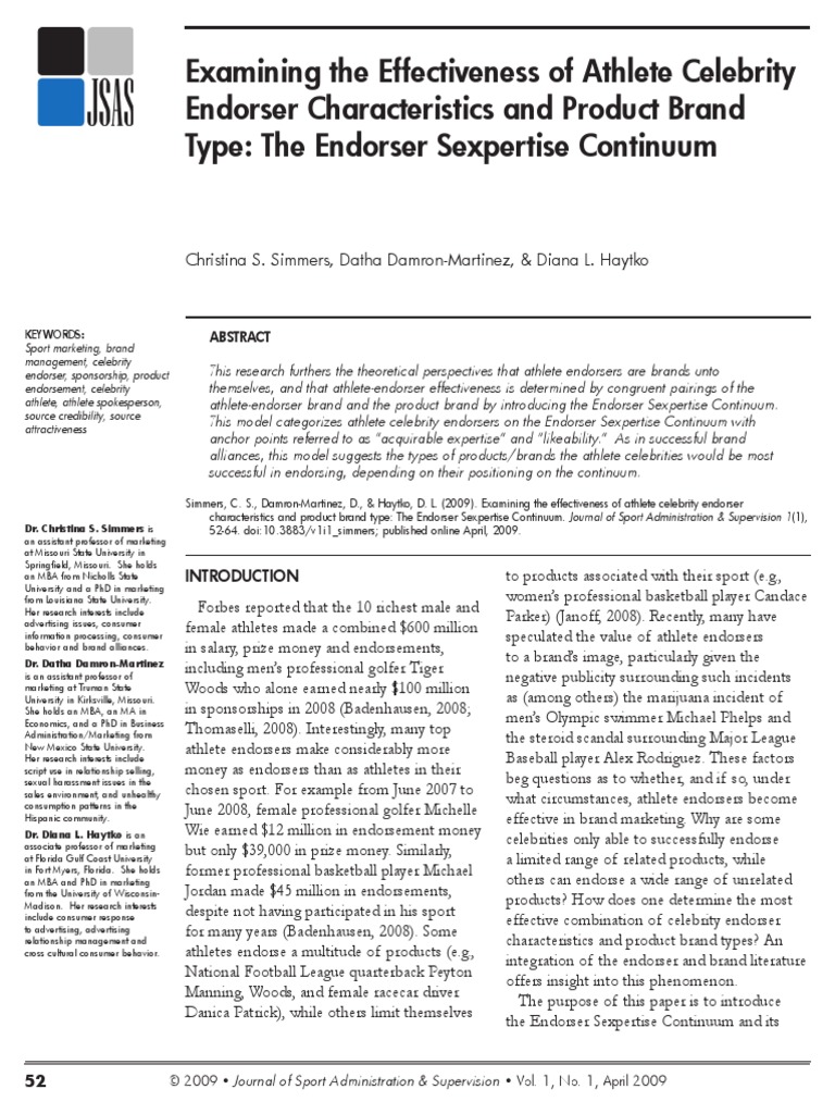 Examining The Effectiveness of Athlete Celebrity Endorser ...