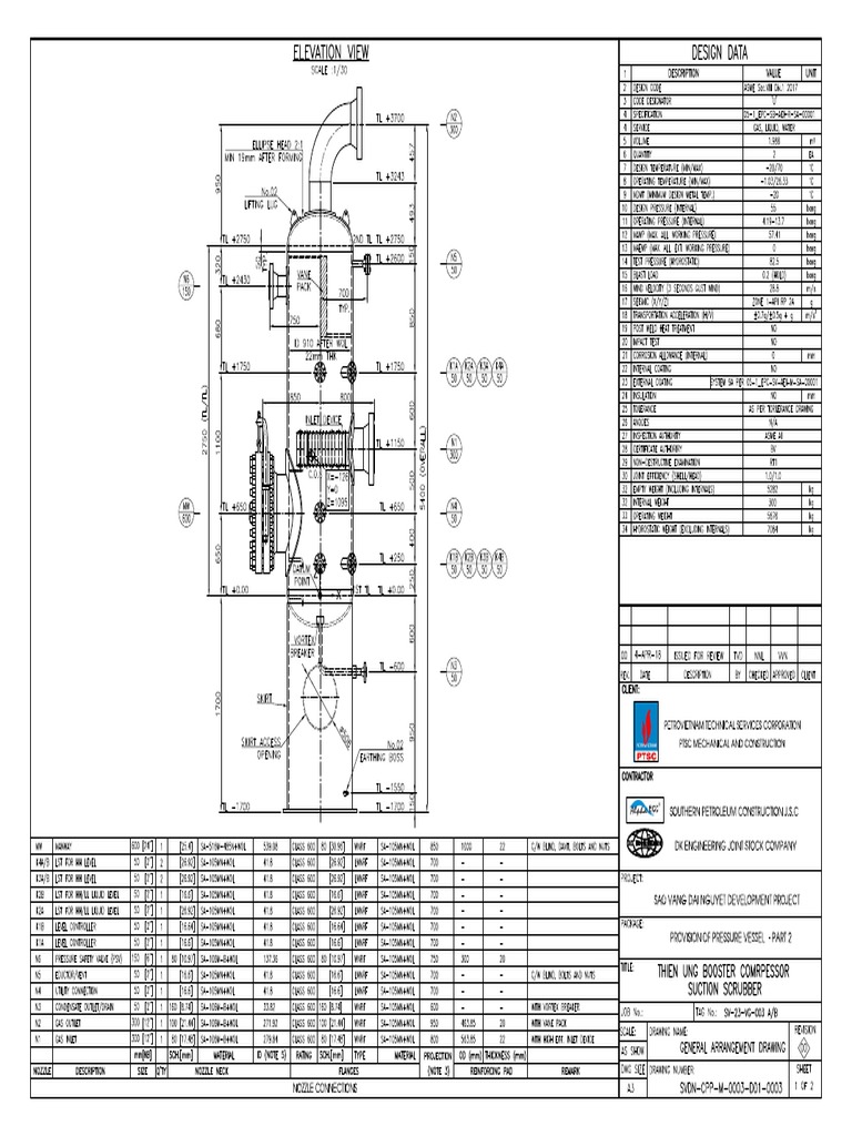 General Arrangement Drawing For Thien Ung Booster Compressor | PDF