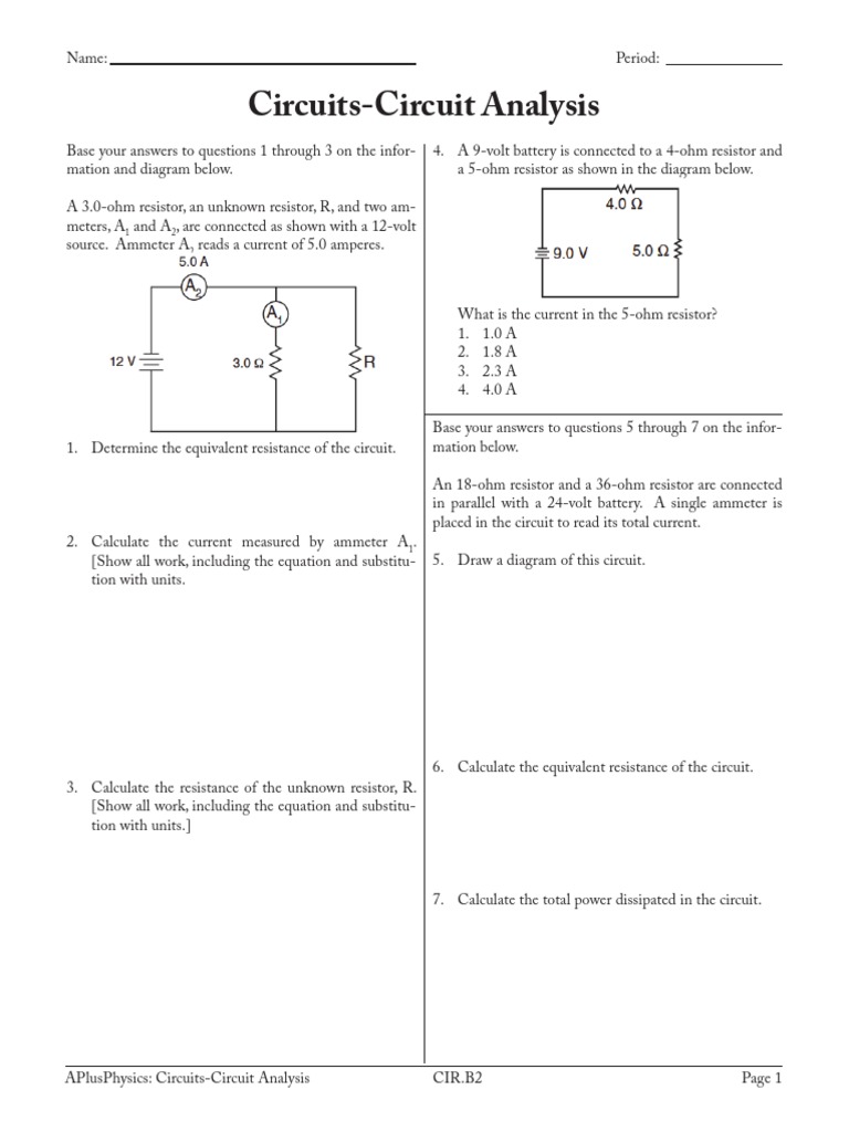 Circuit Analysis and Resistor Calculations | PDF | Series And Parallel ...