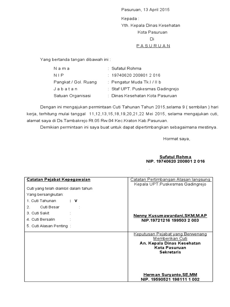 Blanko Cuti | PDF