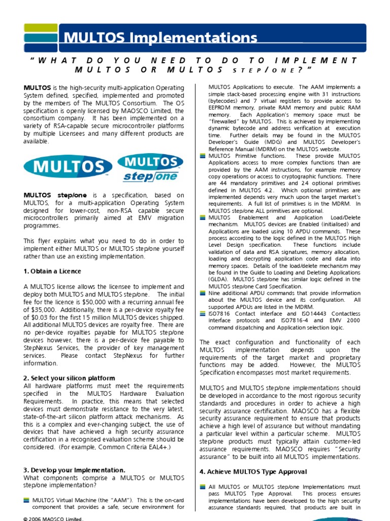 06 11 24 MULTOS Implementations | PDF | Read Only Memory ...