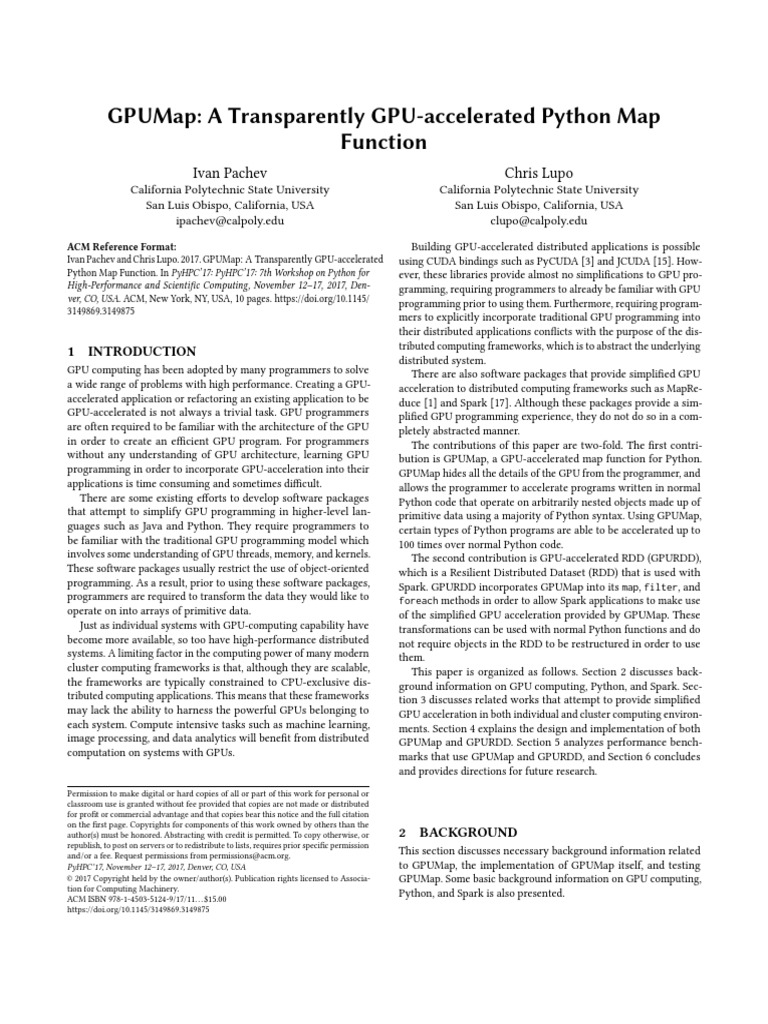 GPUMap - A Transparently GPU-Accelerated Python Map Function | PDF | Apache Spark | Thread ...
