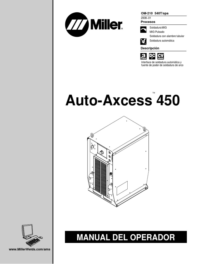 Auto Axcess 450 Miller Manual de Operador | PDF | Soldadura | Construcción