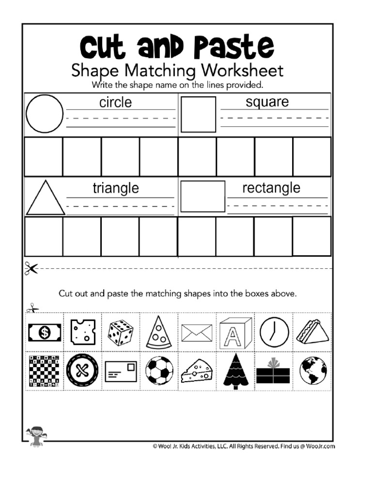 Cut and Paste Shape Matching Practice - Woo! Jr. Kids Activities | PDF