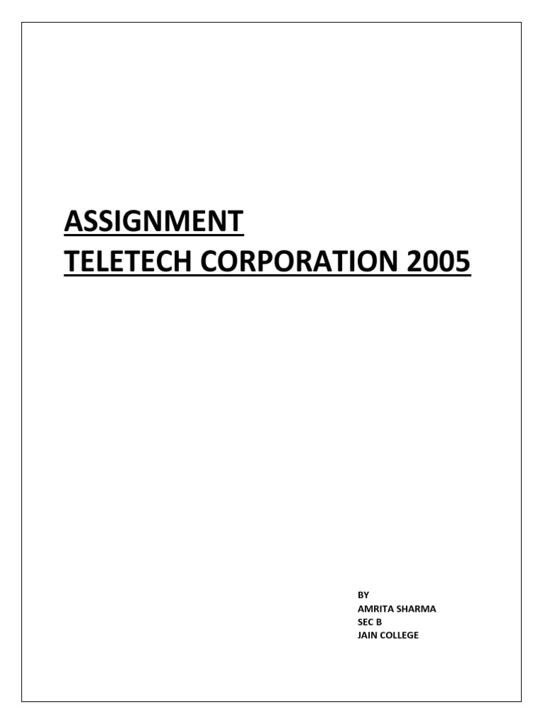 Teletech Corporation 2005 Case Solution | PDF | Cost Of Capital ...