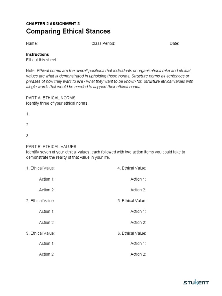 Ethical Norms & Values Worksheet | PDF | Career & Growth | Computers