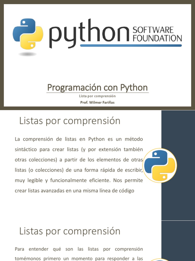 Encuent Lista de Comprension Python | PDF | Conjunto (Matemáticas) | Python (lenguaje de ...
