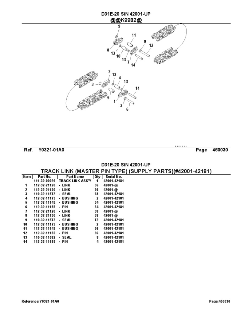 D31E-20 Track Link Parts List | PDF