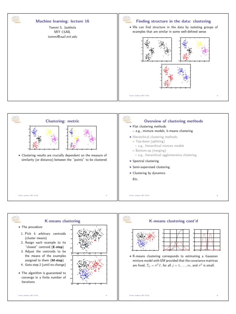 Machine Learning-Clustering | PDF | Cluster Analysis | Matrix (Mathematics)