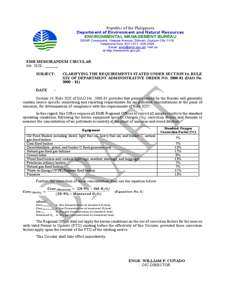 Draft Oxygen Correction Factor | PDF | Fuel Oil | Boiler