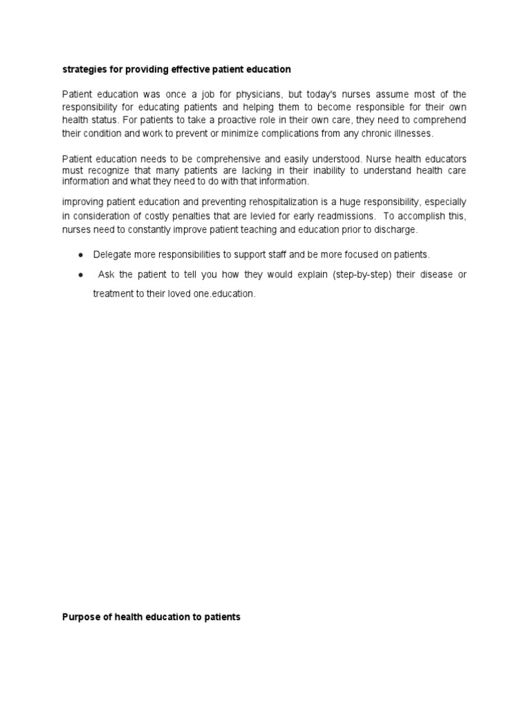 Strategies For Providing Effective Patient Education | PDF | Patient ...