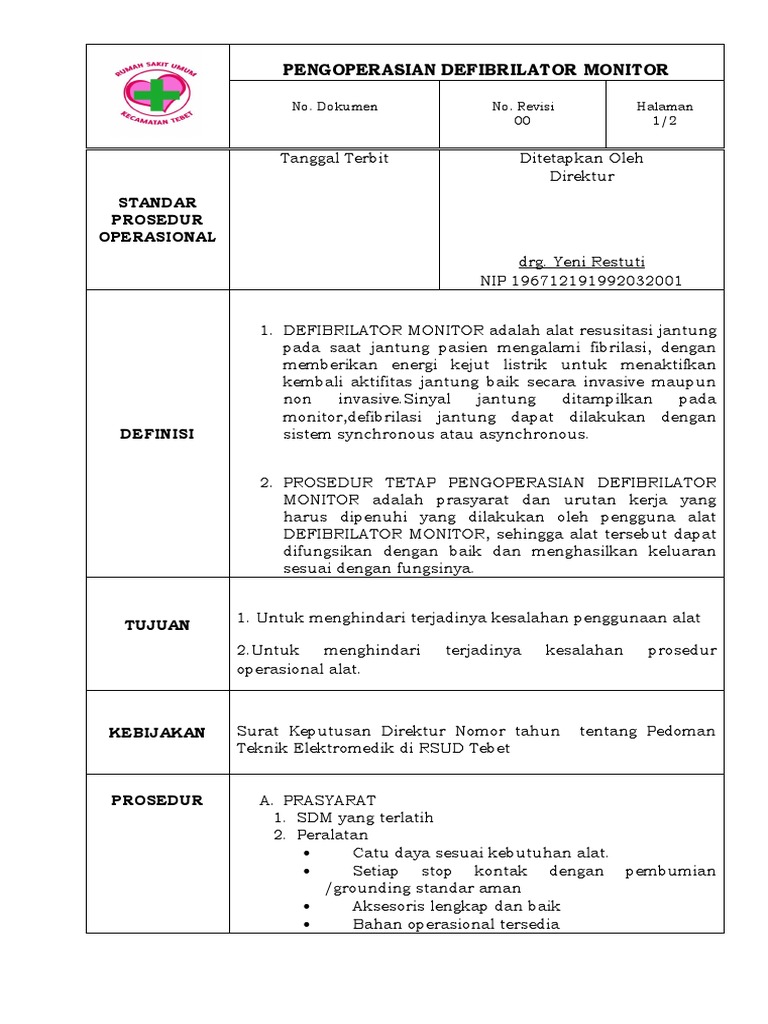SOP Defibrilator | PDF