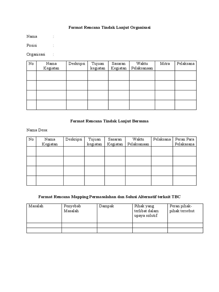 Format Rencana Tindak Lanjut | PDF