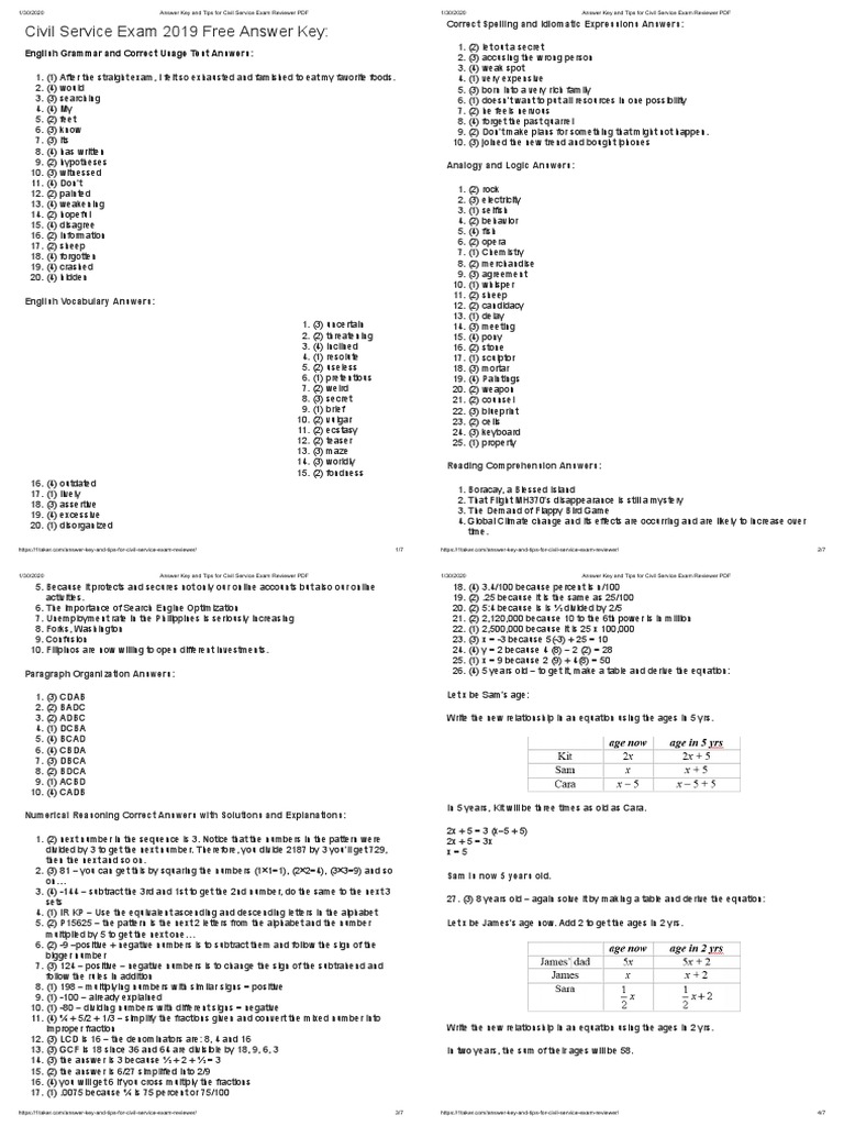 Civil Service Exam Reviewer with Answers | PDF | Government