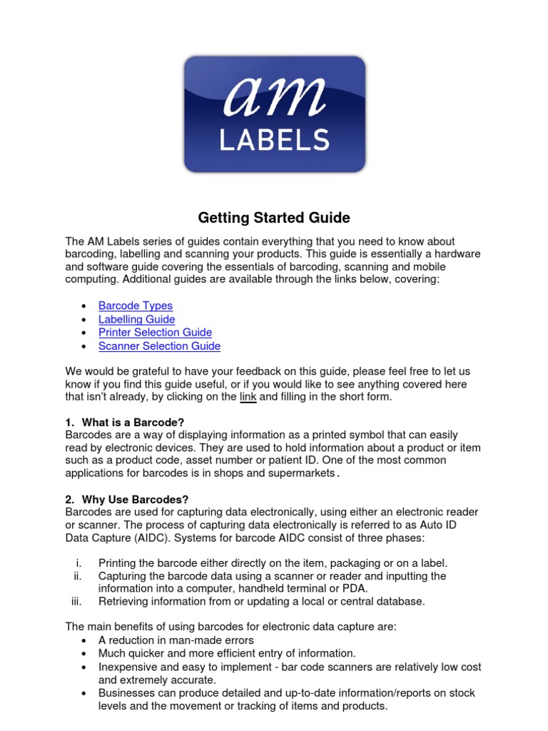 Getting Started Guide | PDF | Barcode | Image Scanner