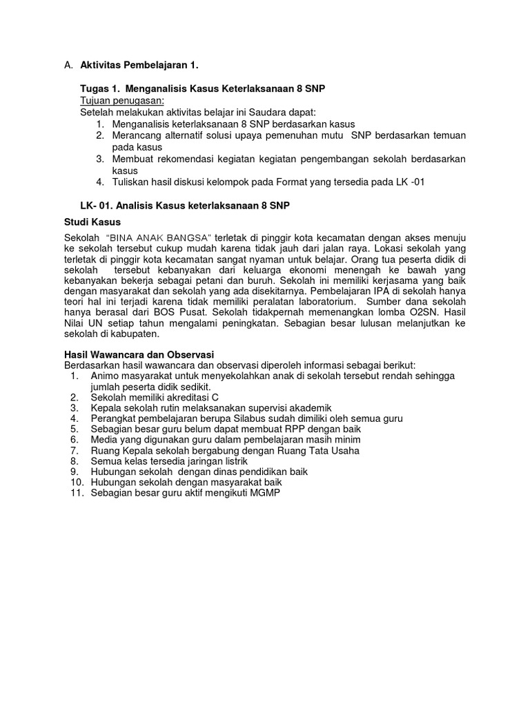 LK-01. Analisis Kasus 8 SNP | PDF