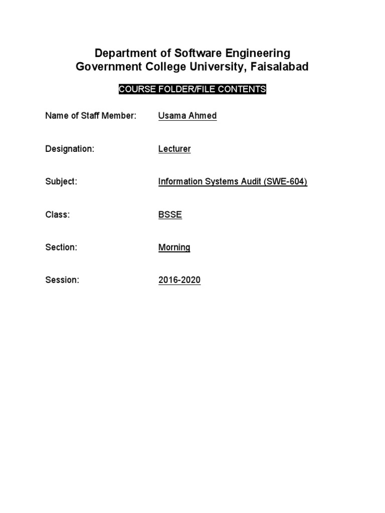 Information Systems Audit Course Overview | PDF | Information System ...