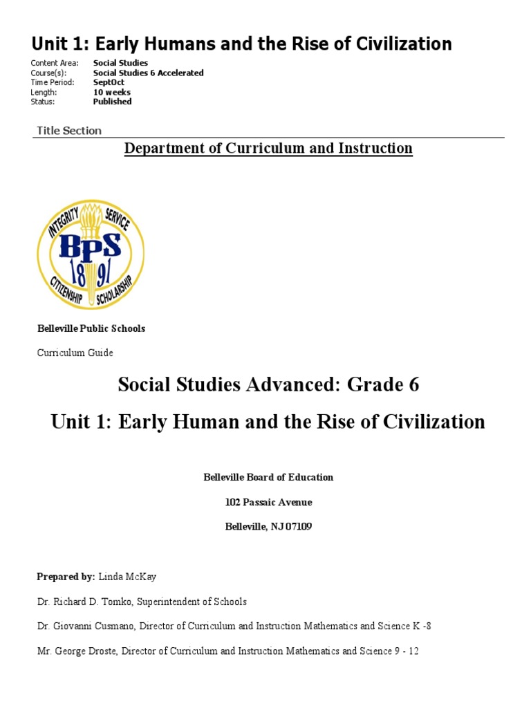 Unit - Unit 1 - Early Humans and The Rise of Civilization ...
