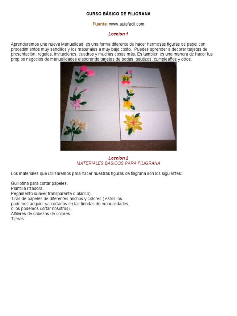 Curso Básico de Filigrana | PDF | Papel | Naturaleza