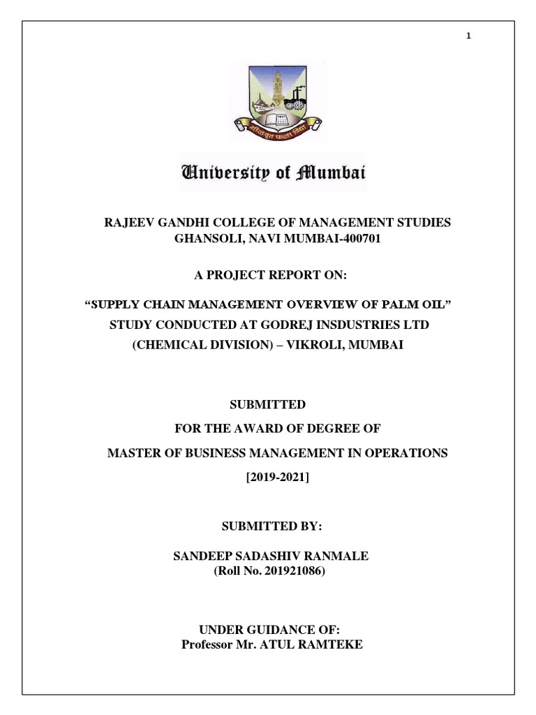 SCM Overview of Palm Oil | PDF | Palm Oil | Chemical Industry