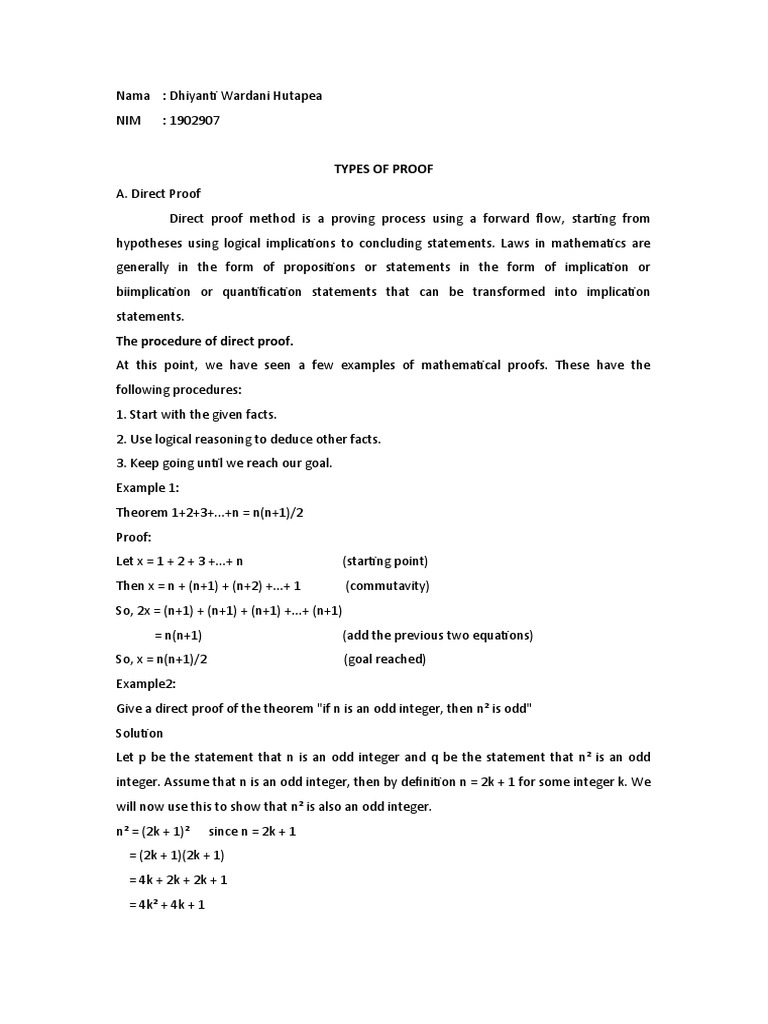 Types of Proof | PDF | Mathematical Proof | Theorem