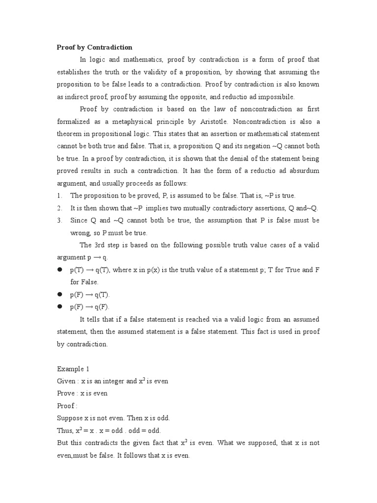 Proof by Contradiction | PDF | Logic | Logical Expressions