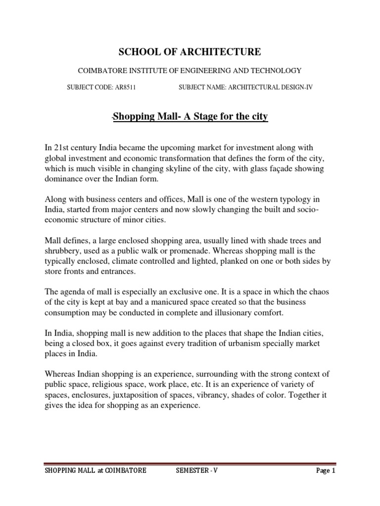 Shopping Mall - Design Brief | PDF | Shopping Mall