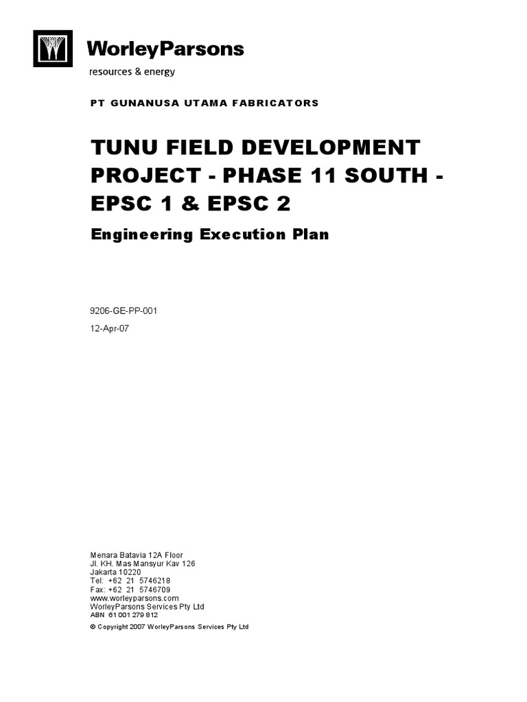 9206 GE PP 001 Engineering Execution Plan | PDF | Pump | Project Management