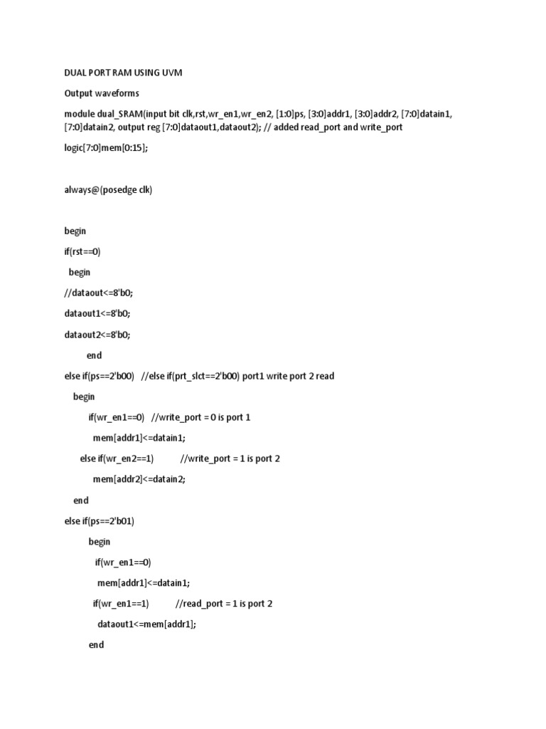 Dual Port Ram Using Uvm Pdf Computer Programming Computing 5570