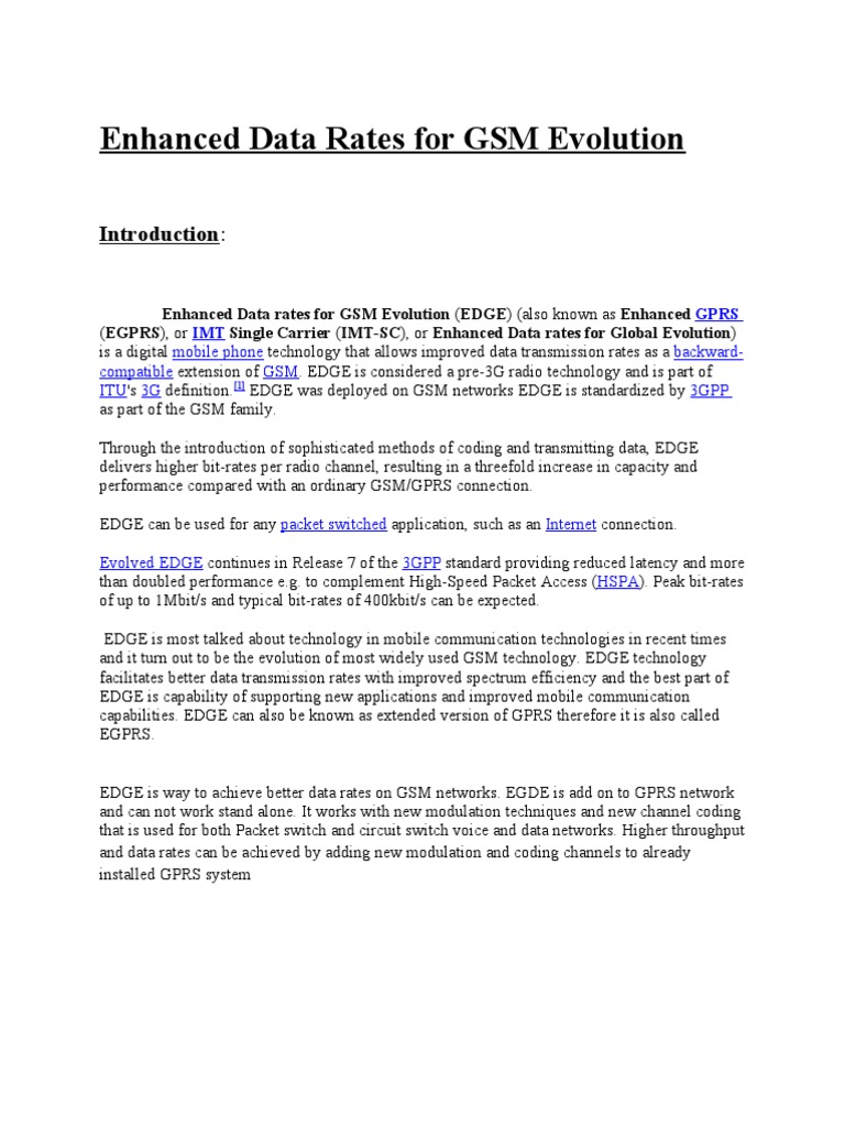 Enhanced Data Rates For GSM Evolution: Gprs IMT | PDF | Communication ...