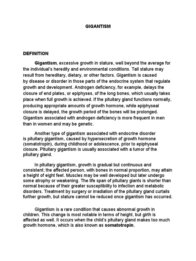GIGANTISM | PDF | Growth Hormone | Diseases And Disorders