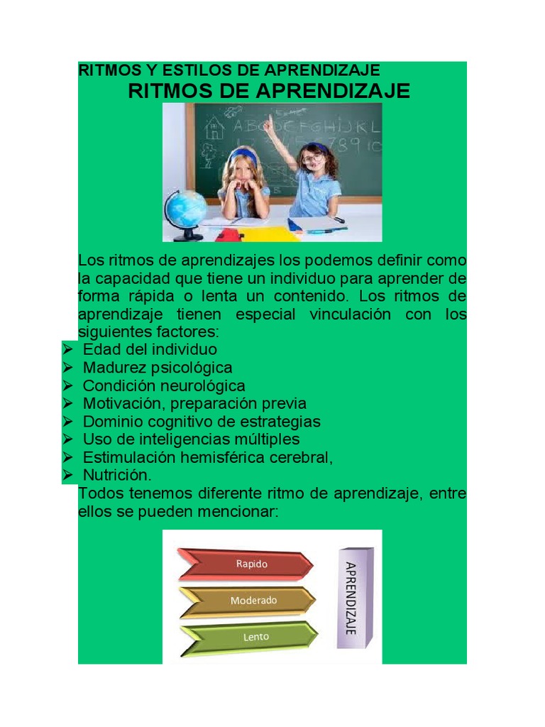 Ritmos y Estilos de Aprendizaje | PDF | Aprendiendo estilos | Aprendizaje