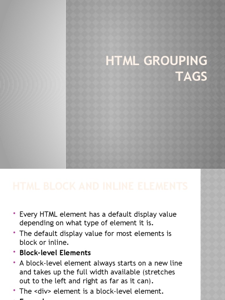 HTML Grouping-1 | PDF | Html Element | Office Software