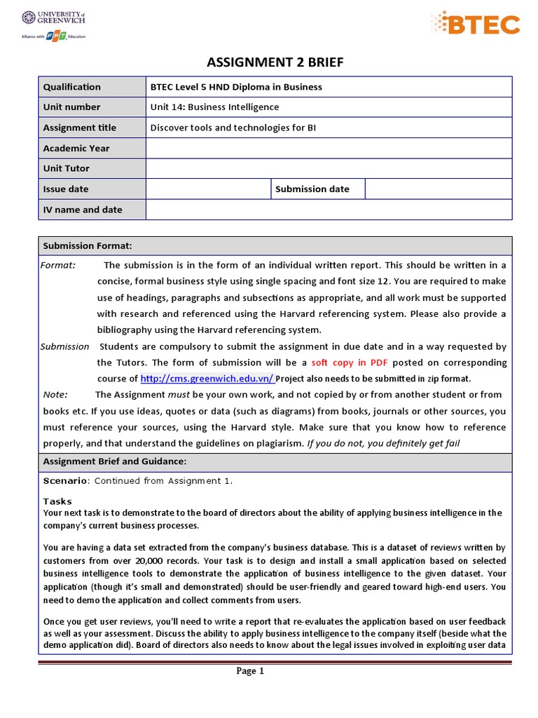 Unit 14 - Assignment Brief 2 | PDF | Business Intelligence | Usability
