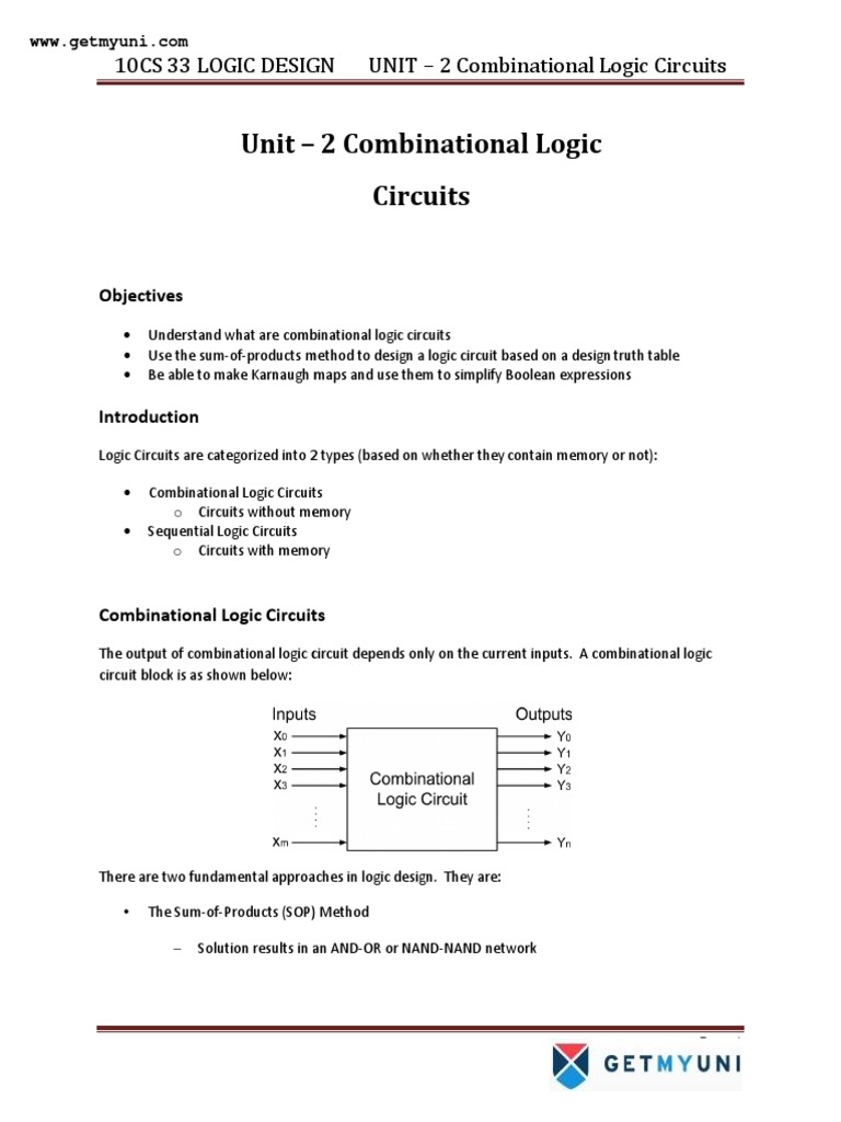 Unit - 2 Combinational Logic Circuits | PDF | Abstract Algebra ...