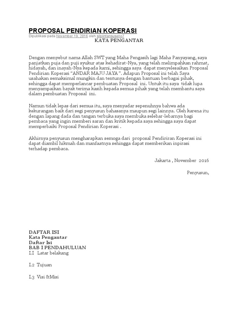 Proposal Pendirian Koperasi | PDF