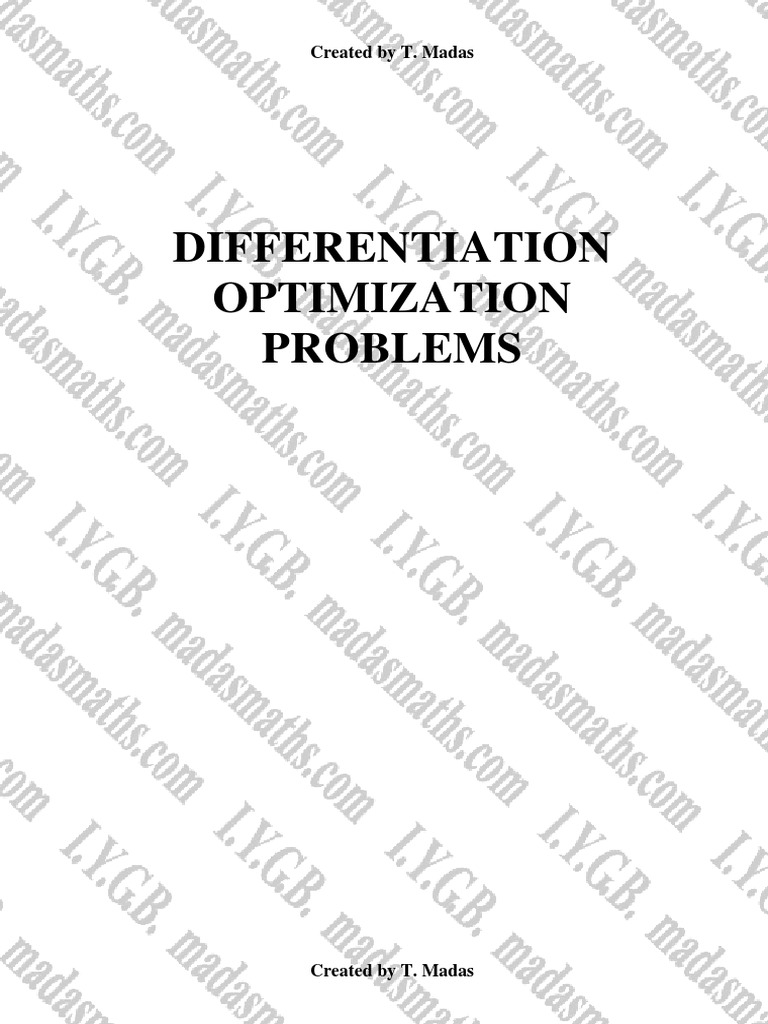 Differentiation Optimization Problems | PDF | Area | Sphere