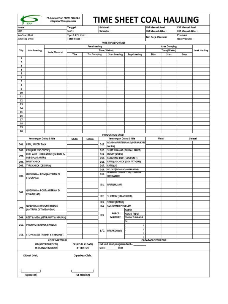 Time Sheet Coal Hauling: Integrated Mining Services | PDF | Nature