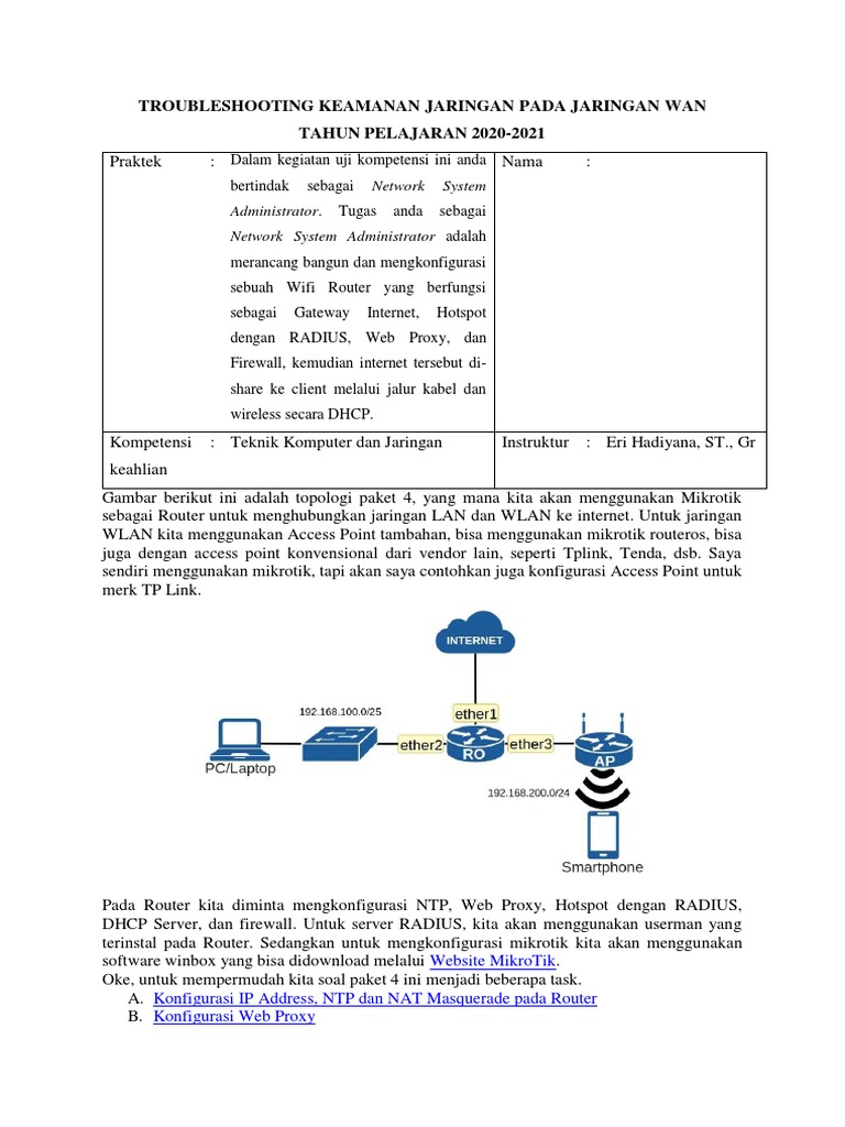 Pembahasan Soal Ukk TKJ Paket 4 K13 2020-2021 | PDF